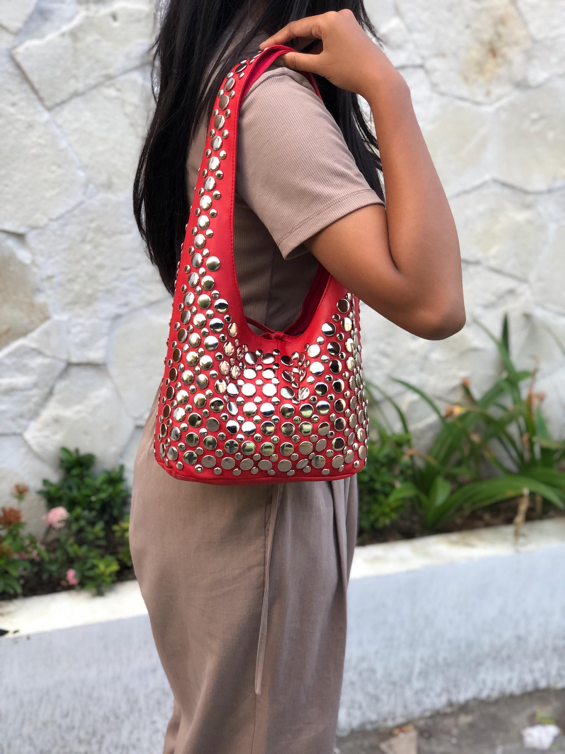 Studded Bag Red Small Size - Etsy