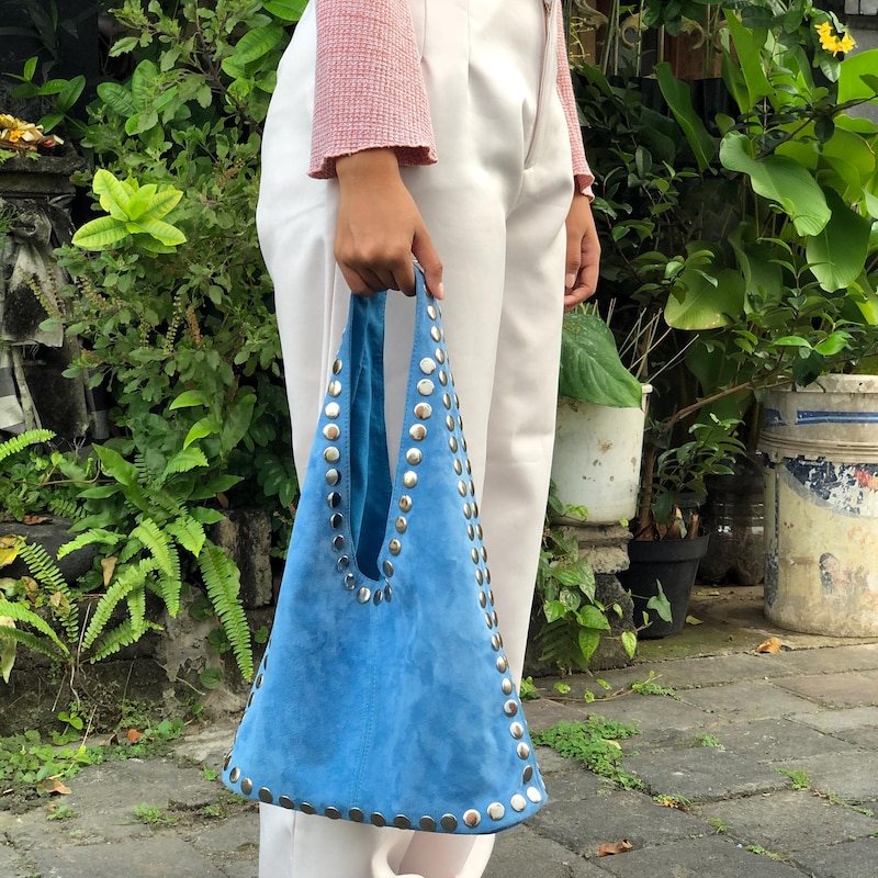 Cobalt Blue Suede Handbag - Etsy