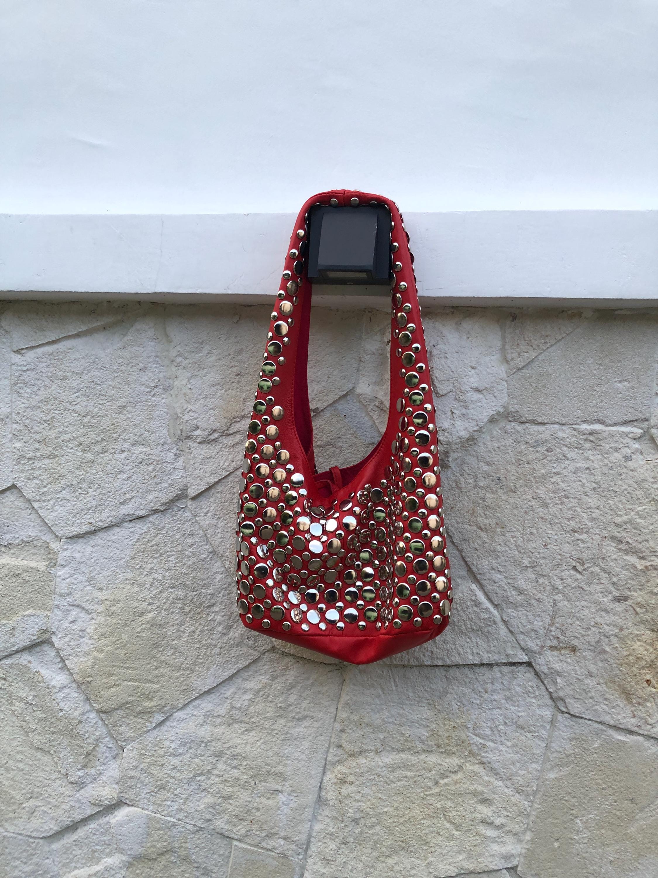Studded Bag Red Small Size - Etsy