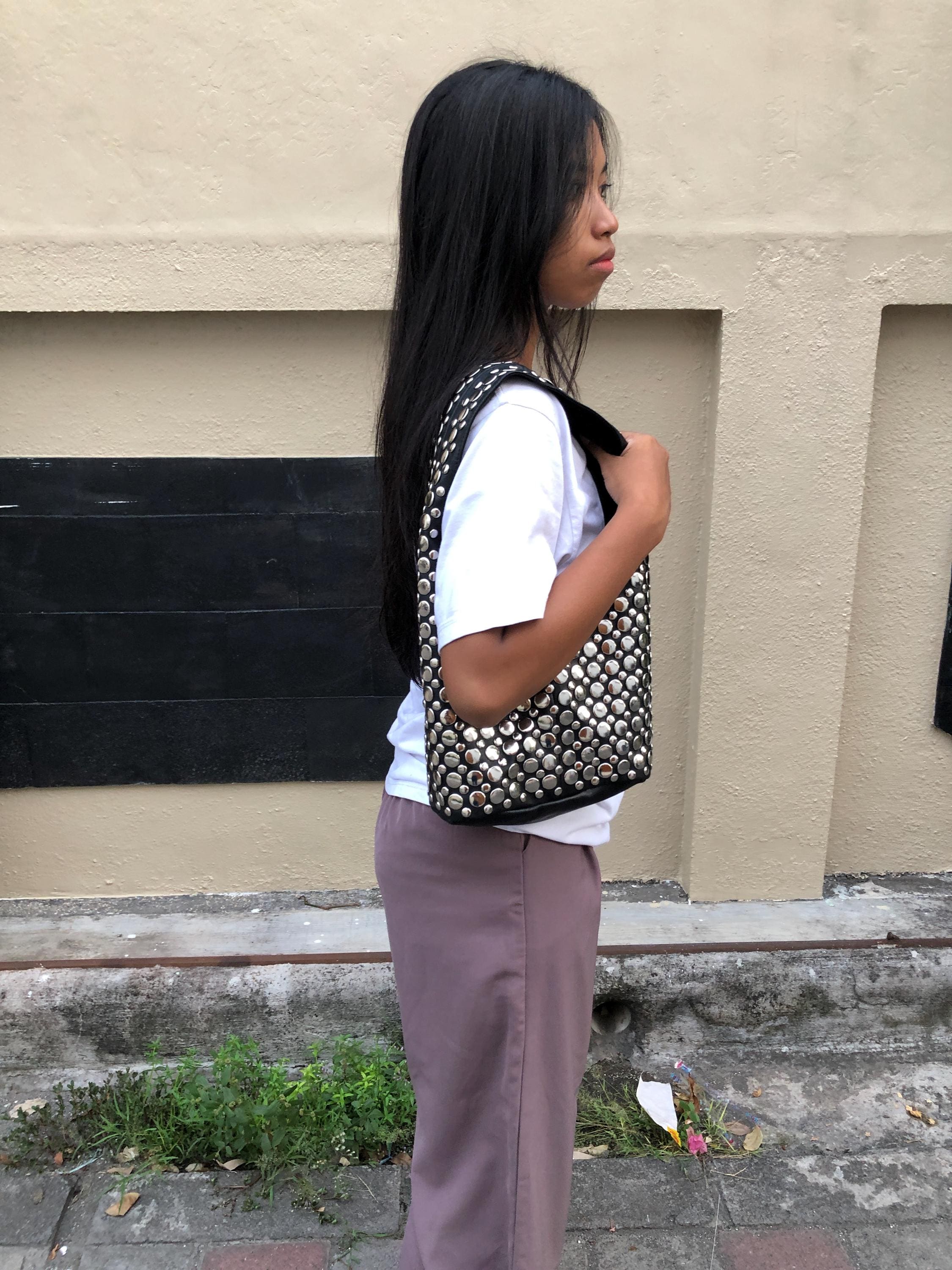 Studded Bag Small Size Black Colour - Etsy