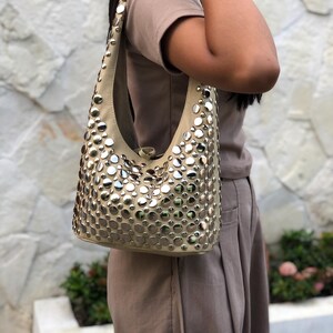 Studded Bag Beige Small Size, Gifts for Chritmas - Etsy