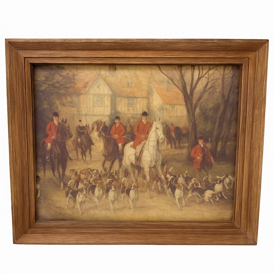 Vintage Fox Hunting Wall Art – Framed Equestrian Canvas Print With ...