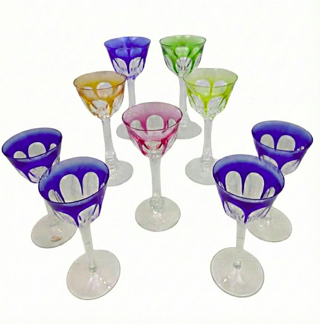 Moser Lady Hamilton Crystal Glasses (set of 9): Elegant Wine Glasses ...
