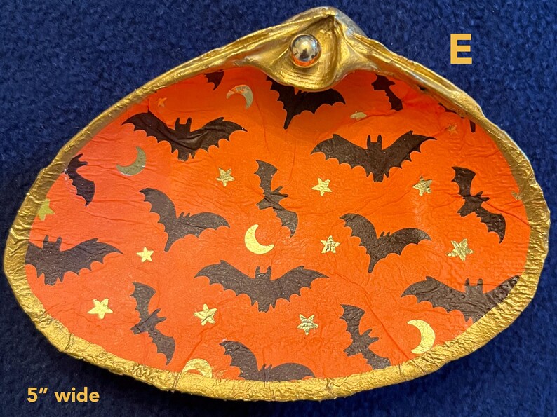 Halloween Decoupage Shells for Trinkets, Jewelry, Ring Holder, or Home ...