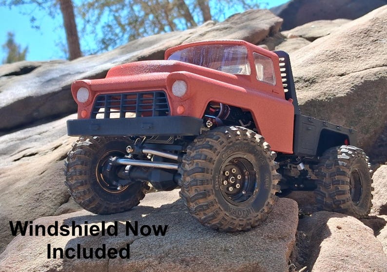 Axial SCX24 RC Truck Body Shell Red Chevy 3800 1955 Flatbed Fits C10 ...