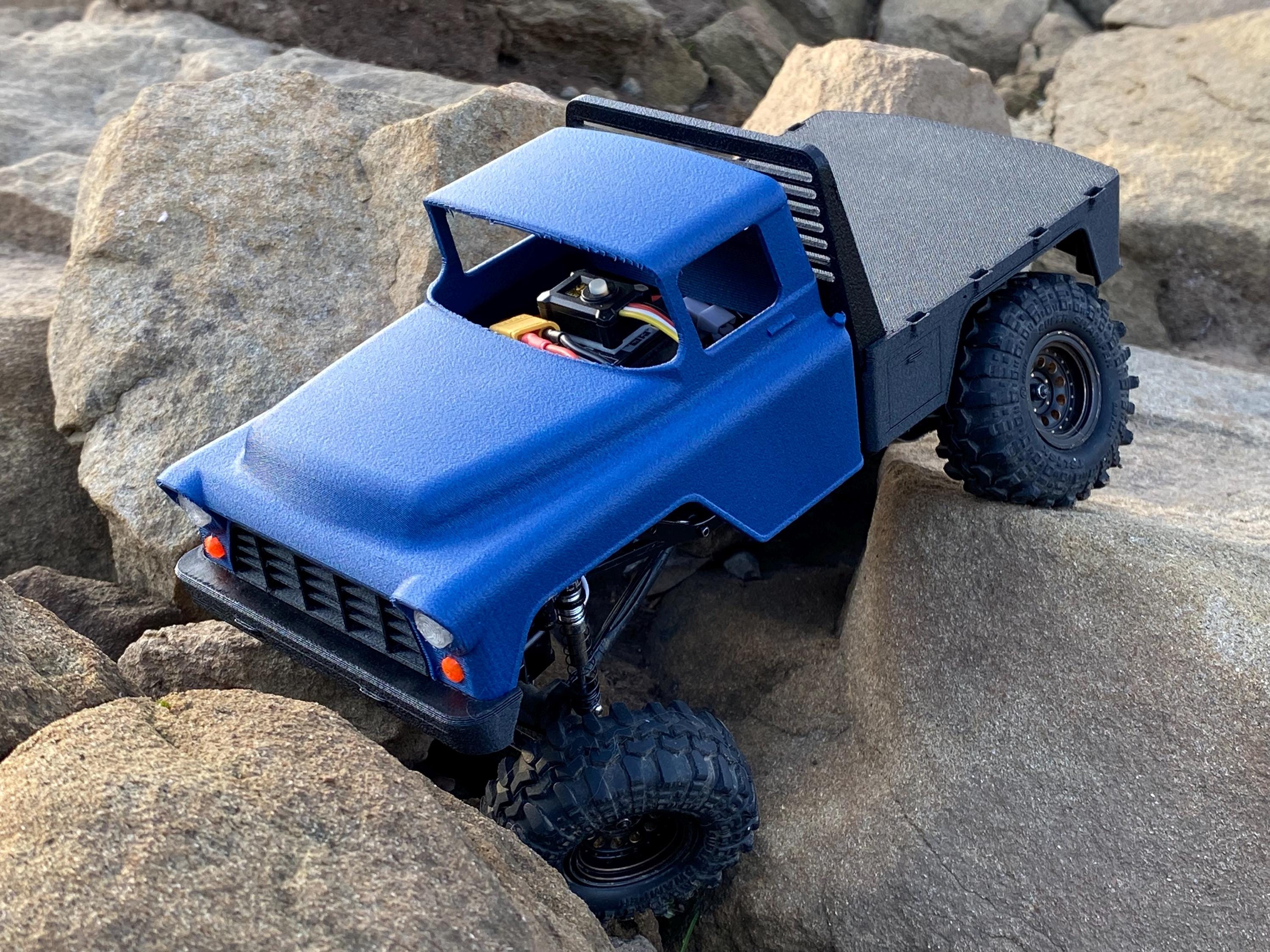 Axial SCX24 RC Truck Body Shell Blue Chevy3800 1955 Flatbed Fits C10 ...