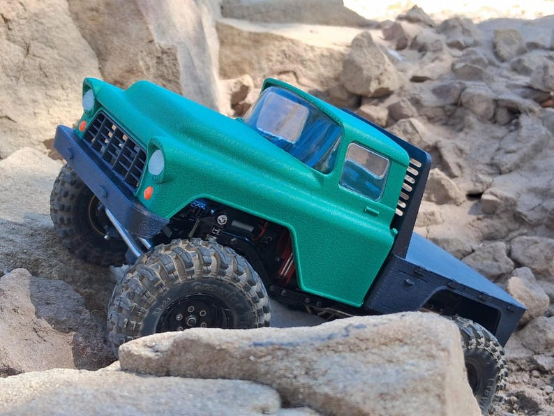 Axial SCX24 RC Truck Body Shell Green Chevy 3800 1955 Flatbed Fits C10 ...