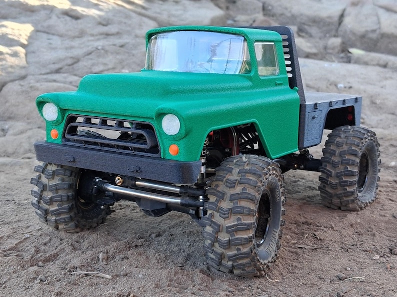 Axial SCX24 RC Truck Body Shell Green Chevy 3800 1955 Flatbed Fits C10 ...