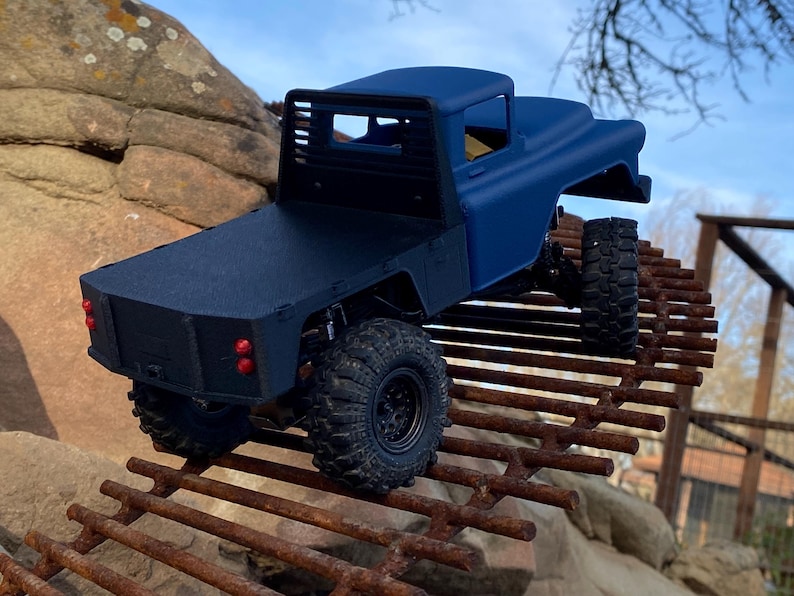 Axial SCX24 RC Truck Body Shell Blue Chevy3800 1955 Flatbed Fits C10 ...