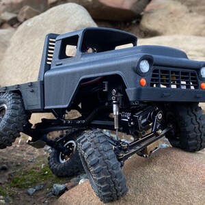 Axial SCX24 RC Truck Body Shell Gray Chevy 3800 1955 Flatbed Fits C10 ...