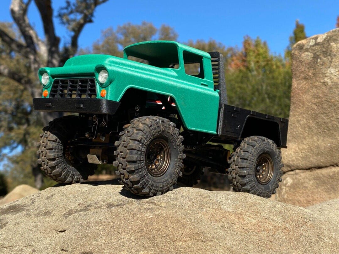 Axial SCX24 RC Truck Body Shell Green Chevy3800 1955 Flatbed LED ...