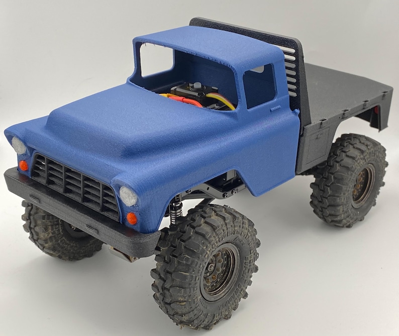 Axial SCX24 RC Truck Body Shell Blue Chevy3800 1955 Flatbed Fits C10 ...