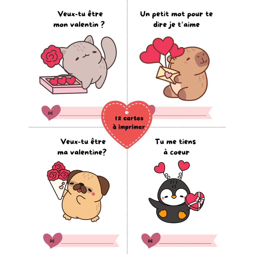Cartes de Saint-Valentin à imprimer - Etsy Canada