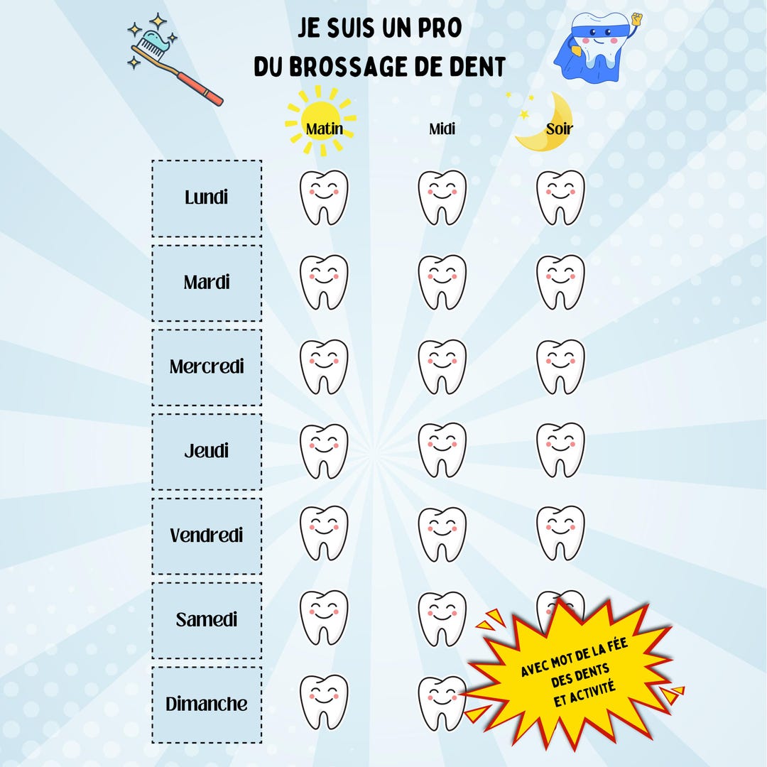 Tooth Brushing Chart and Tooth Fairy Memo - Etsy