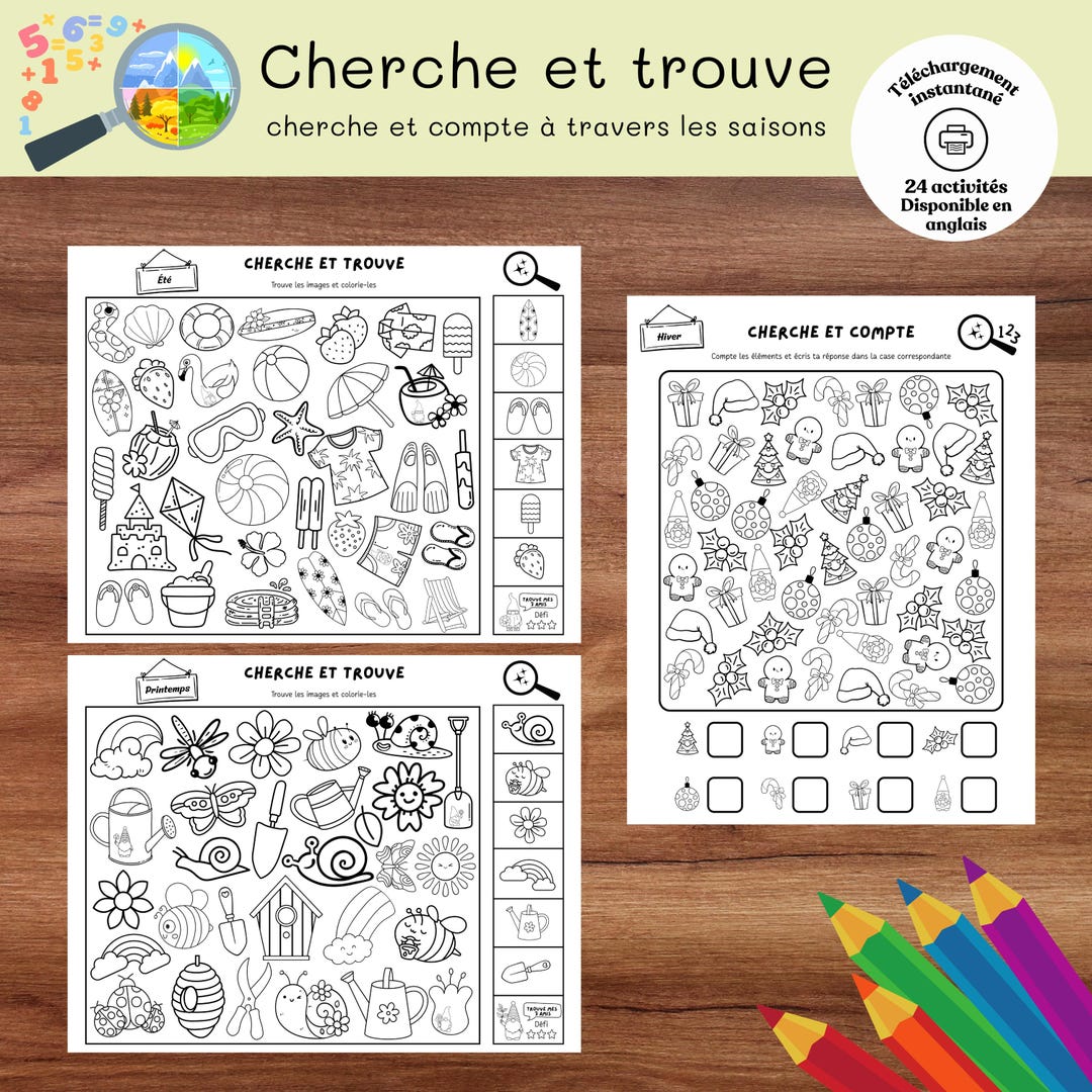 Printable Seek and Find Game, Search and Count Through the Seasons - Etsy