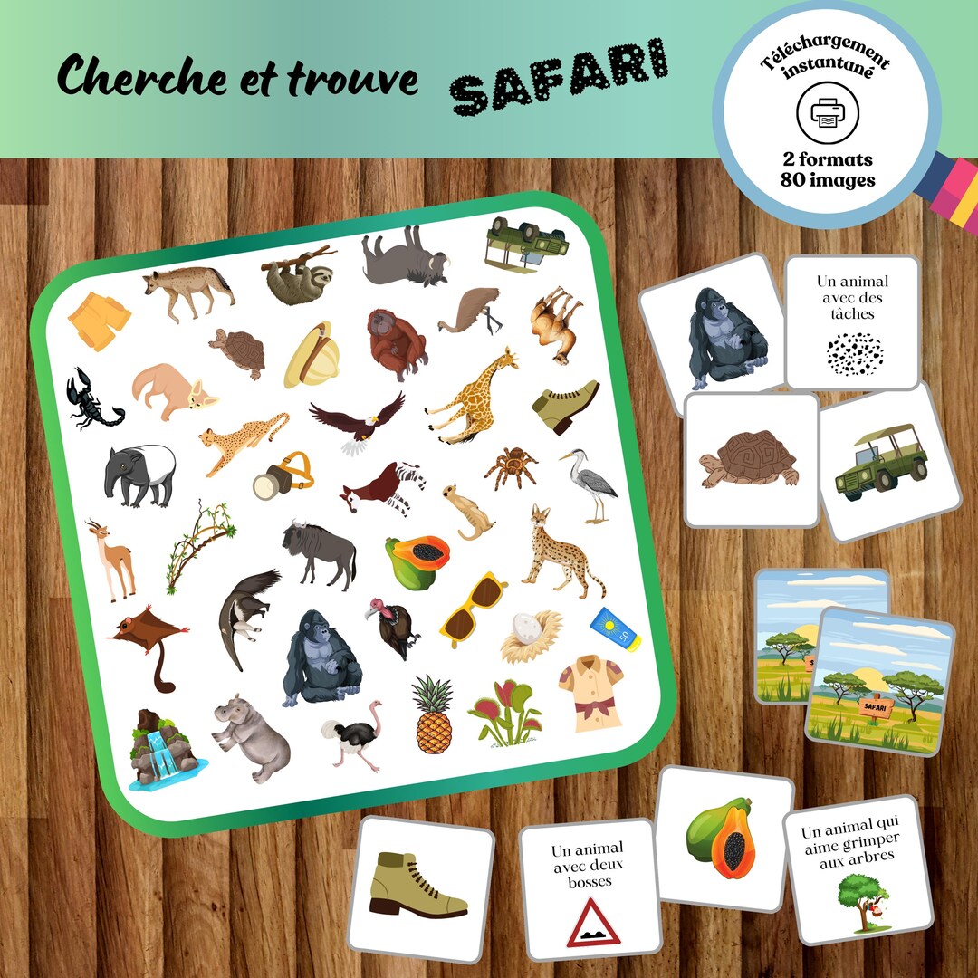 Seek and Find Game/memory Game With Savannah Theme - Etsy
