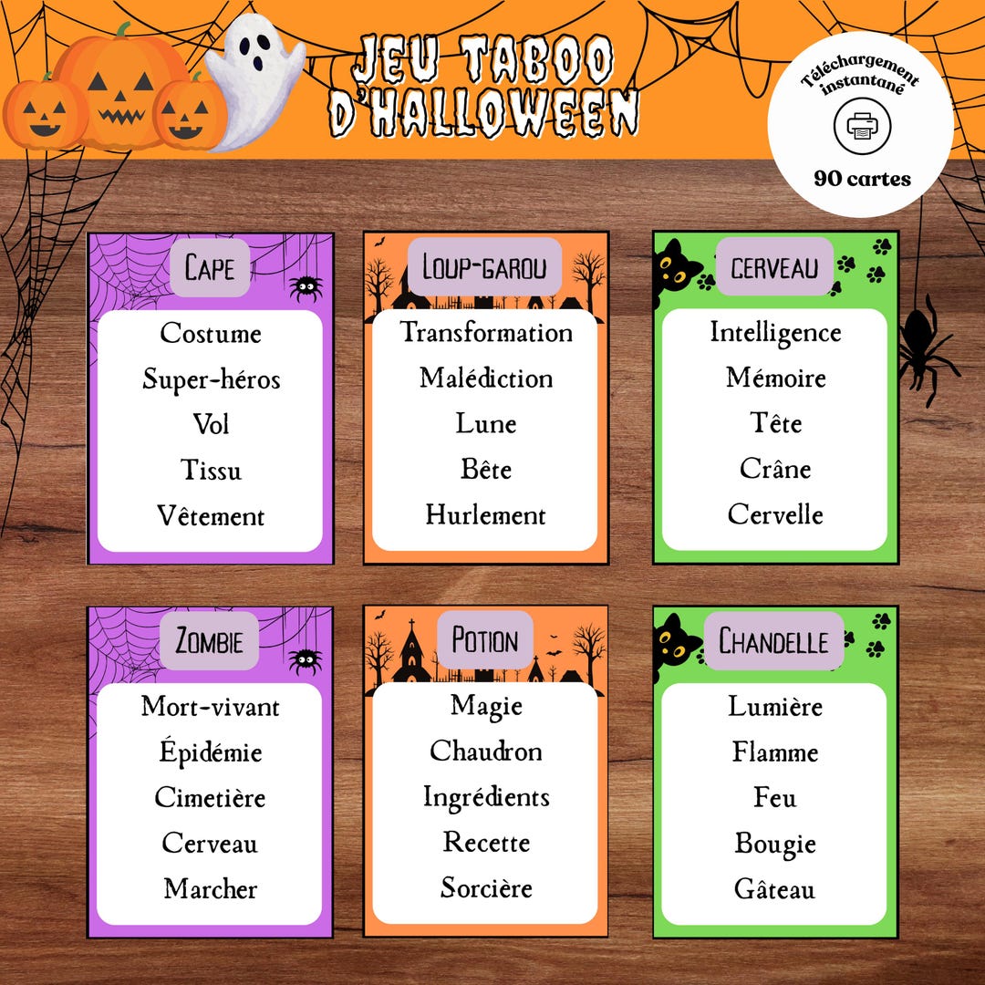Halloween Themed Taboo Game to Print - Etsy