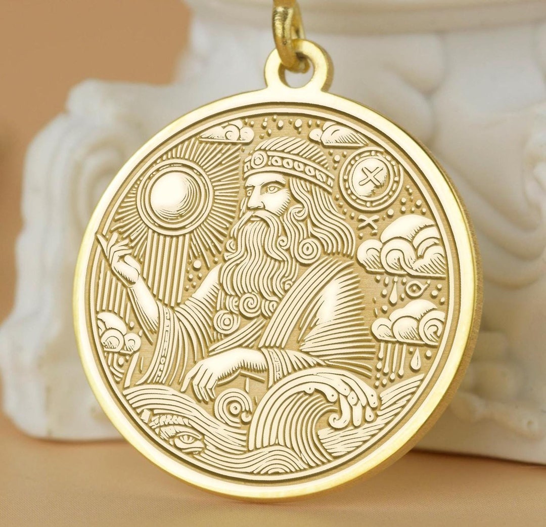 Enki Sterling Silver Necklace - Gold Plated Sumerian Water God Pendant ...