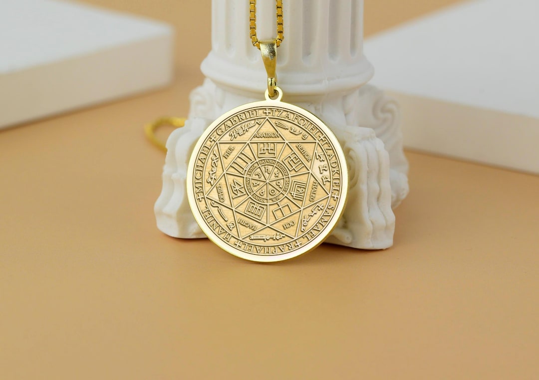 14K Gold Seal of Seven Archangels Pendant: Angelic Protection Necklace - Etsy