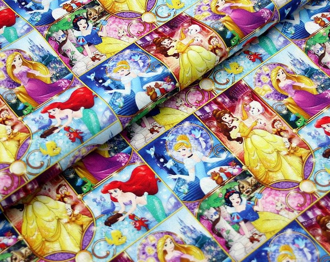 Disney Princess Fabric Princess Fabric 100% Cotton Cartoon Fabric by ...