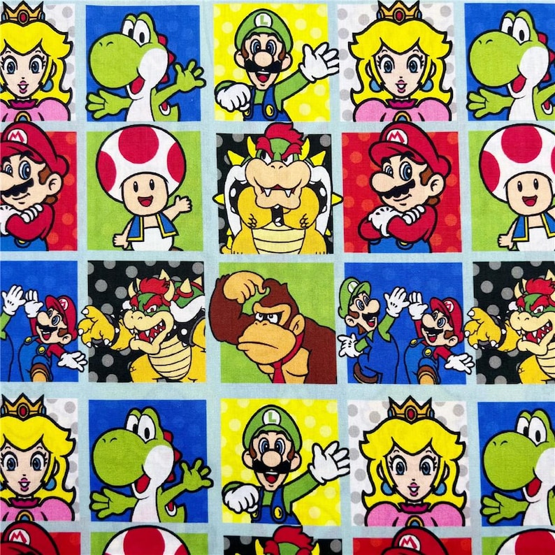 Super Mario Fabric Game Fabric Classic Character Fabric 100% Cotton ...