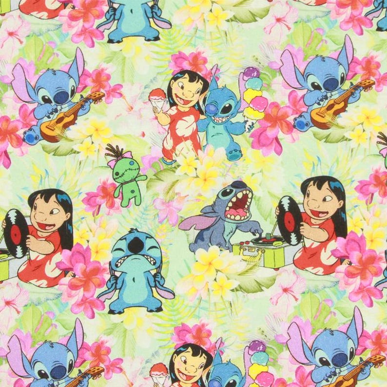 Disney Lilo & Stitch Fabric Cotton Cartoon Fabric by the Half Yard - Etsy