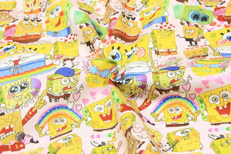 Spongebob Squarepants Fabric 100% Cotton Cartoon Fabric by the Half ...