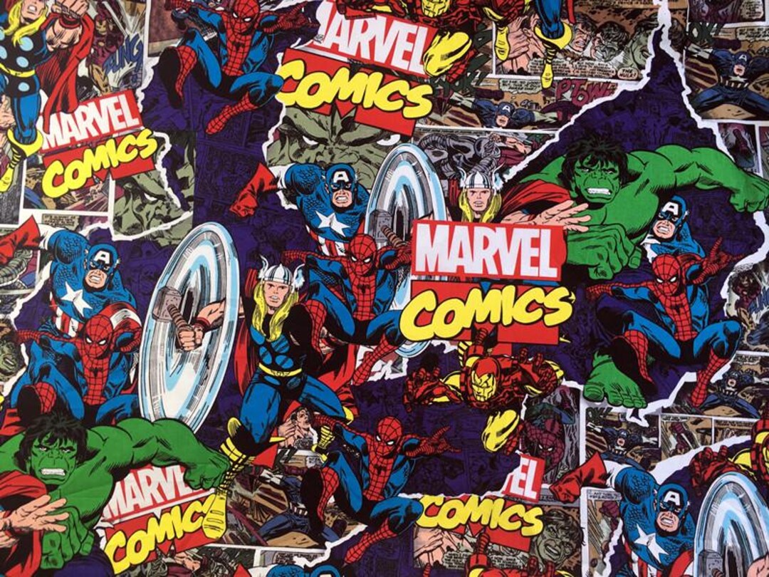 Marvel Comics Fabric Superhero Fabric 100% Cotton Cartoon Fabric by the ...