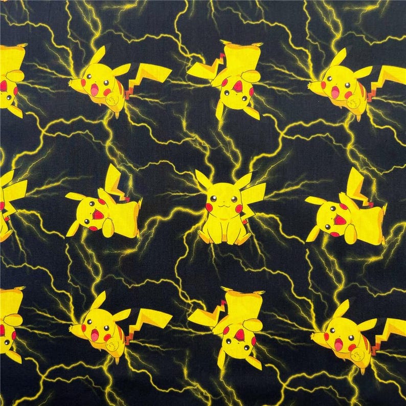 Pokemon Fabric Pikachu Fabric 100% Cotton Cartoon Fabric by the Half Yard - Etsy