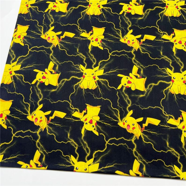 Pokemon Fabric Pikachu Fabric 100% Cotton Cartoon Fabric by the Half ...