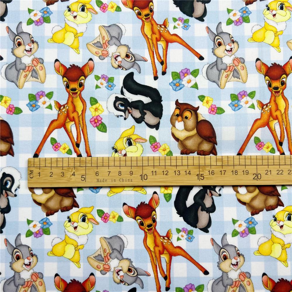 Bambi Fabric Thumper Fabric Flower Fabric 100% Cotton Cartoon Fabric by ...