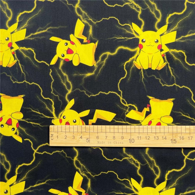 Pokemon Fabric Pikachu Fabric 100% Cotton Cartoon Fabric by the Half ...