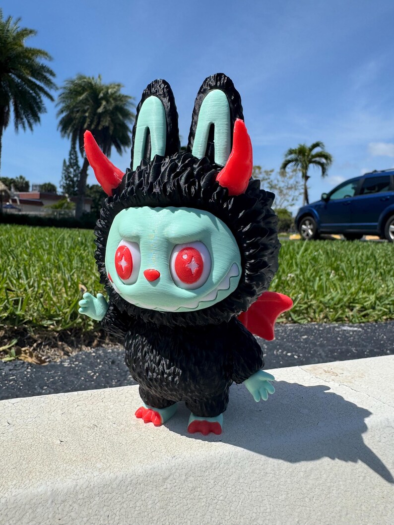 3D Printed Labubu Figure – Custom Art Toy, Kawaii Devil Bunny, Spooky ...