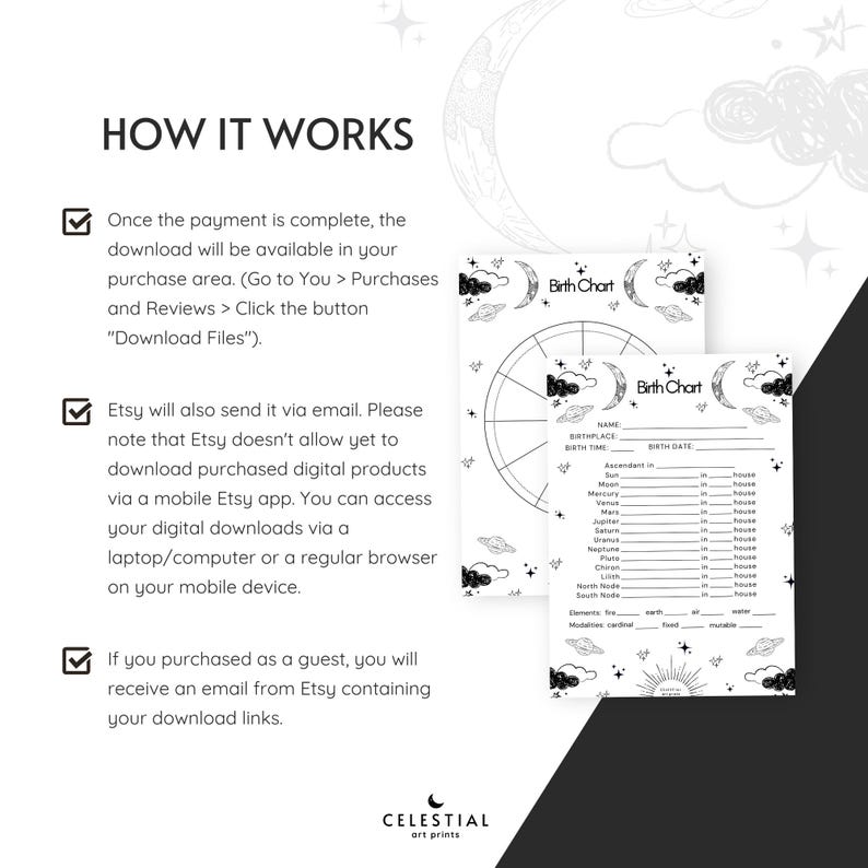 Birth Chart Astrology Printable Pages, Natal Chart Print, Astrology ...