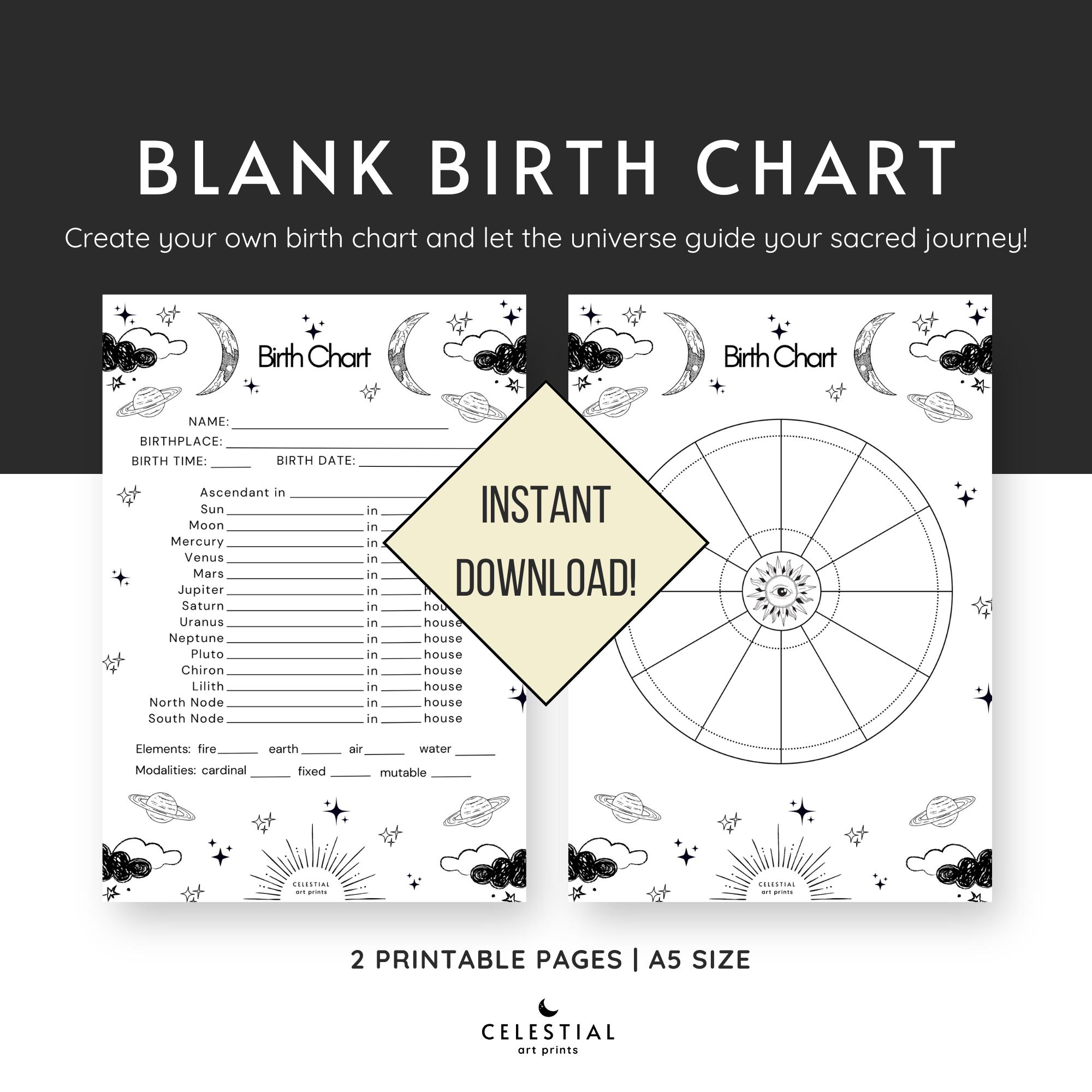 Birth Chart Astrology Printable Pages, Natal Chart Print, Astrology ...
