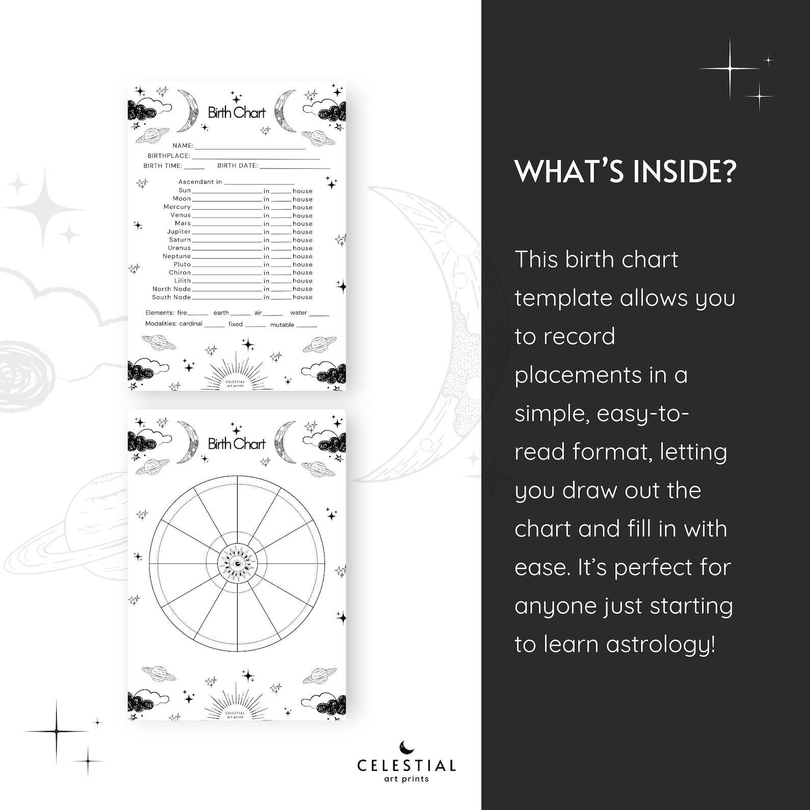Birth Chart Astrology Printable Pages, Natal Chart Print, Astrology ...