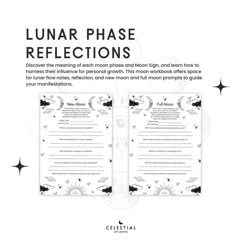 Moon Journal Printable, Moon Phases Planner, Moon Sign Manifestation ...