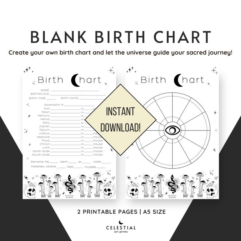 Blank Birth Chart Printable: Astrology Natal Chart Wheel (A5) - Etsy
