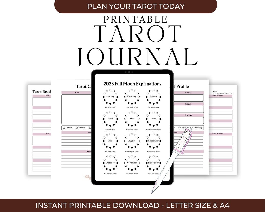 Editable Tarot Planner - Tarot Card Log, Tarot Reading Tracker, Tarot ...