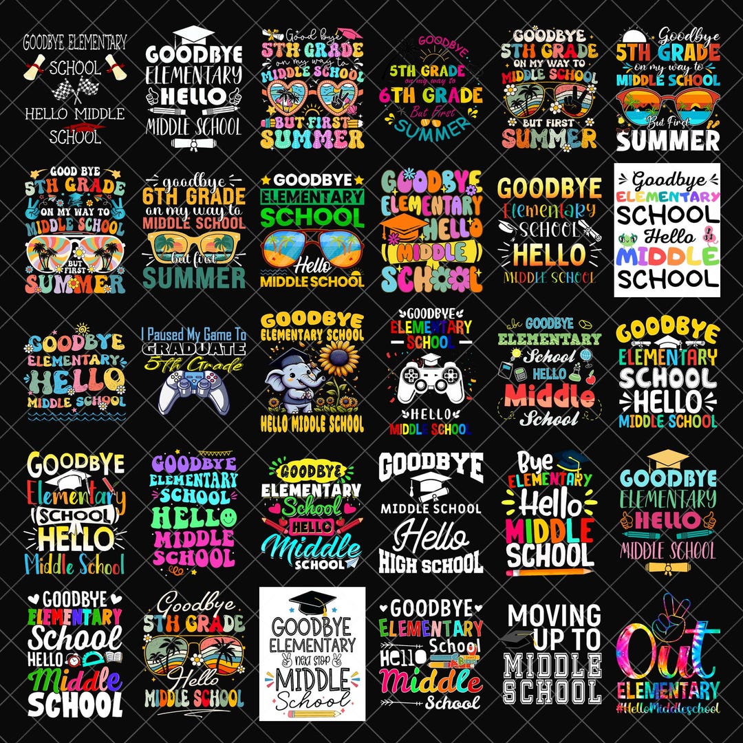 Next Stop Middle School Png Bundle,fifth Grade Graduation,retro 5th ...