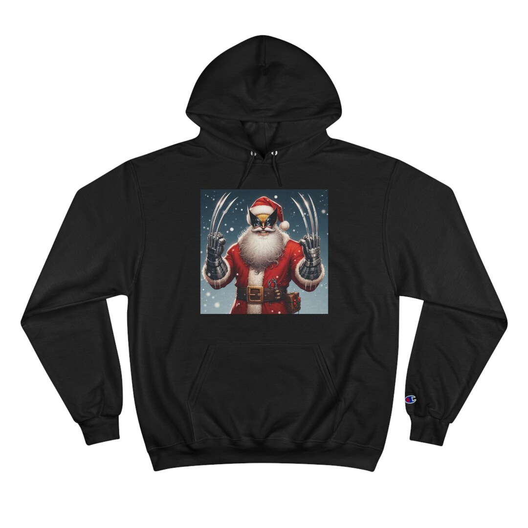 Santa Claws wolverine Champion Hoodie Funny Christmas Sweatshirt ...