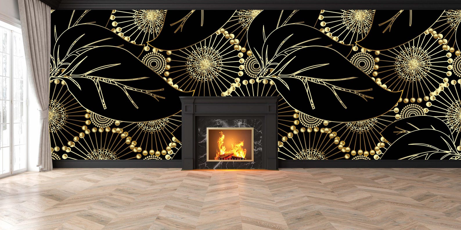 Modern Authentic Flower Wallpaper, Abstract Ornamental Floral ...