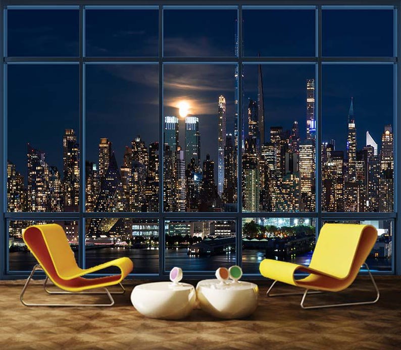 City Skyline Window View Wallpaper | New York Midtown Manhattan ...