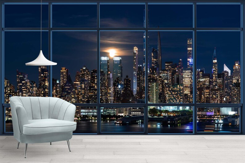 City Skyline Window View Wallpaper | New York Midtown Manhattan ...