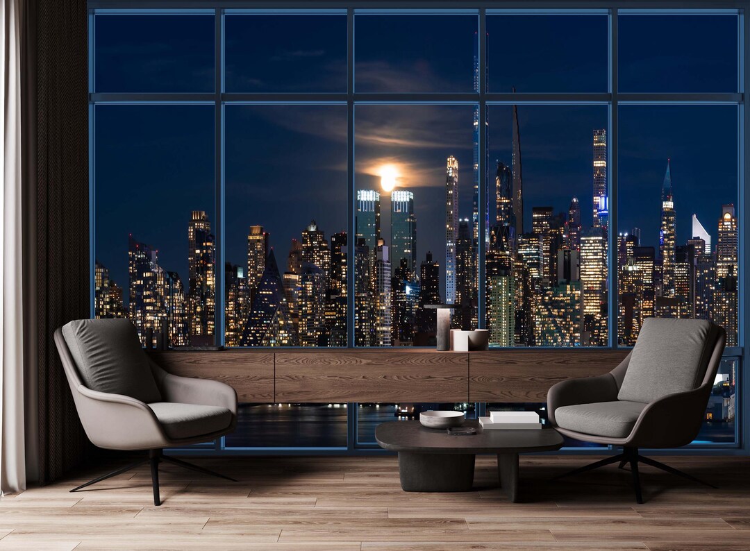 City Skyline Window View Wallpaper | New York Midtown Manhattan ...