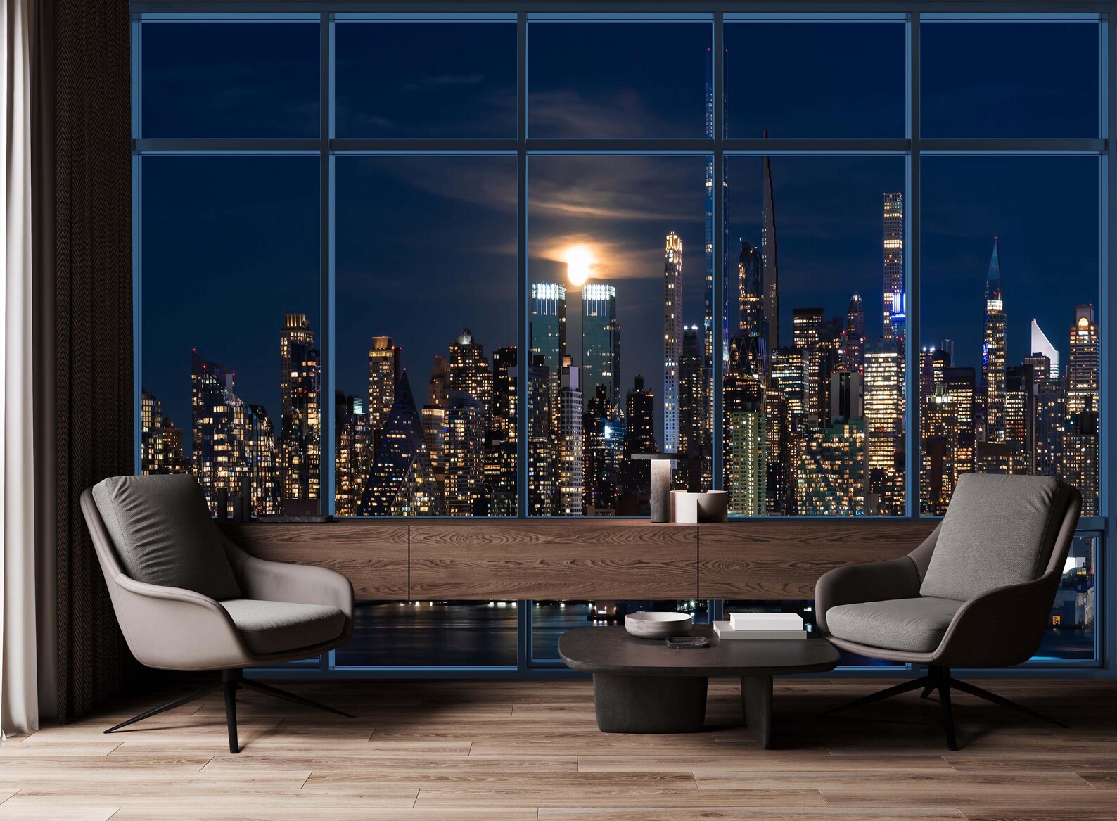 City Skyline Window View Wallpaper | New York Midtown Manhattan ...