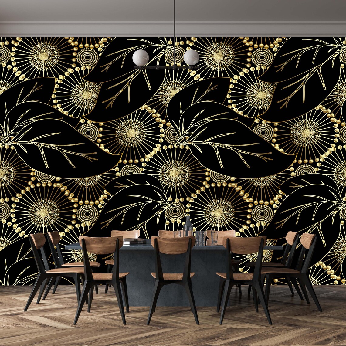 Modern Authentic Flower Wallpaper, Abstract Ornamental Floral ...