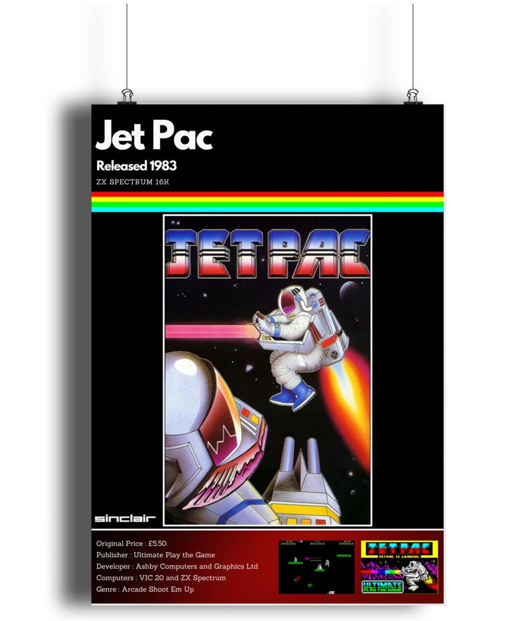 Jet Pac ZX Spectrum Lustre A3 Poster Retro Series Design - Etsy