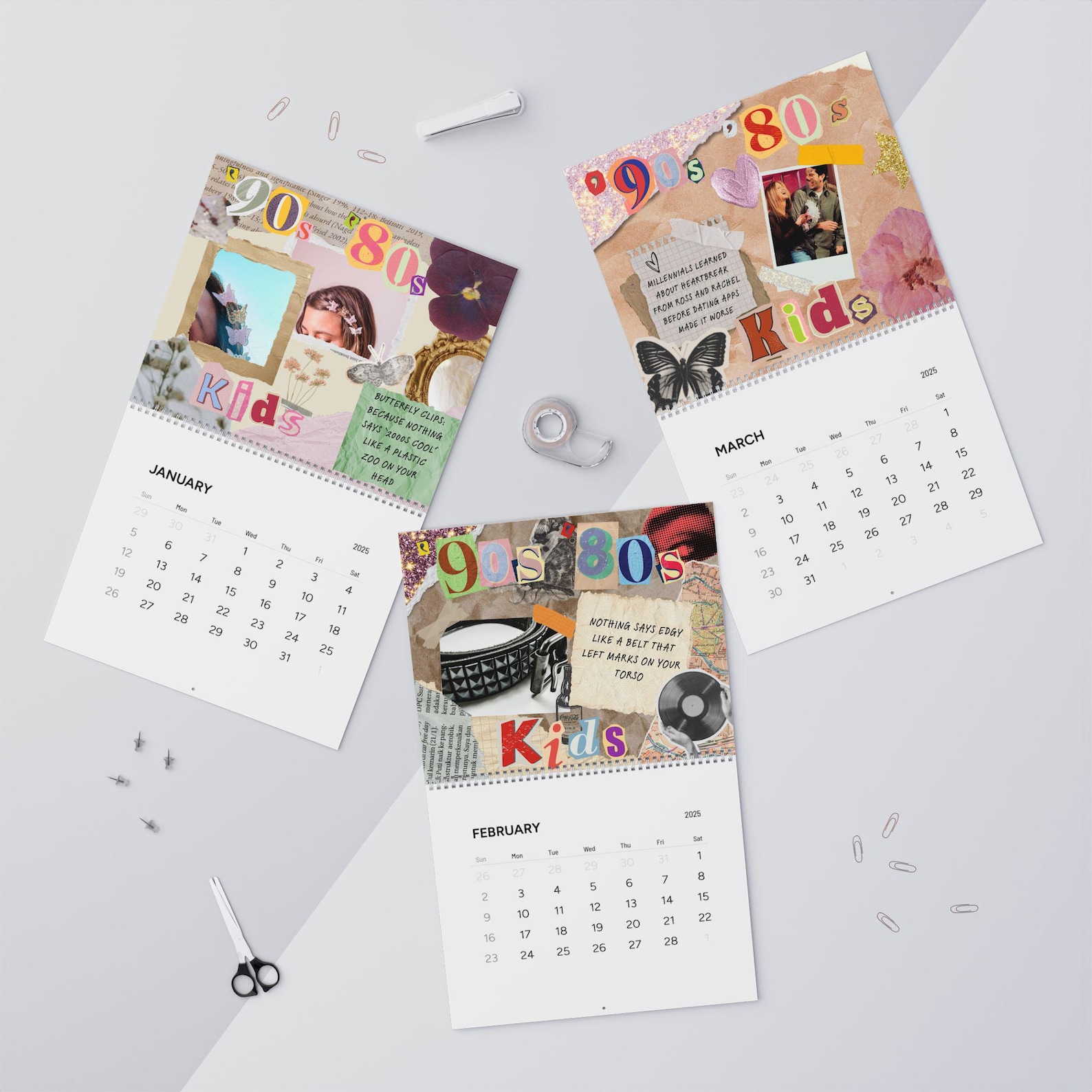Quirky Millennial Wall Calendar Perfect for Retro Babes Wall Calendar ...