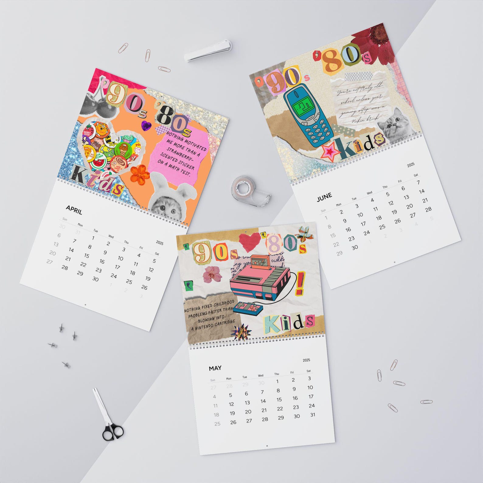 Quirky Millennial Wall Calendar Perfect for Retro Babes Wall Calendar ...